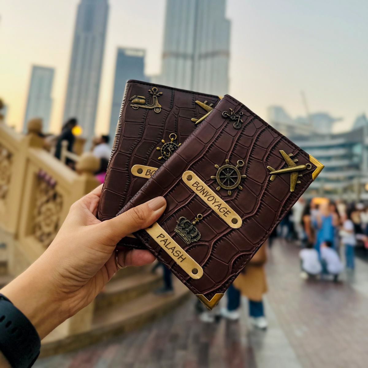 Couple Premium Passport Cover - Elegant Browns Big Croco | TPC Gifts