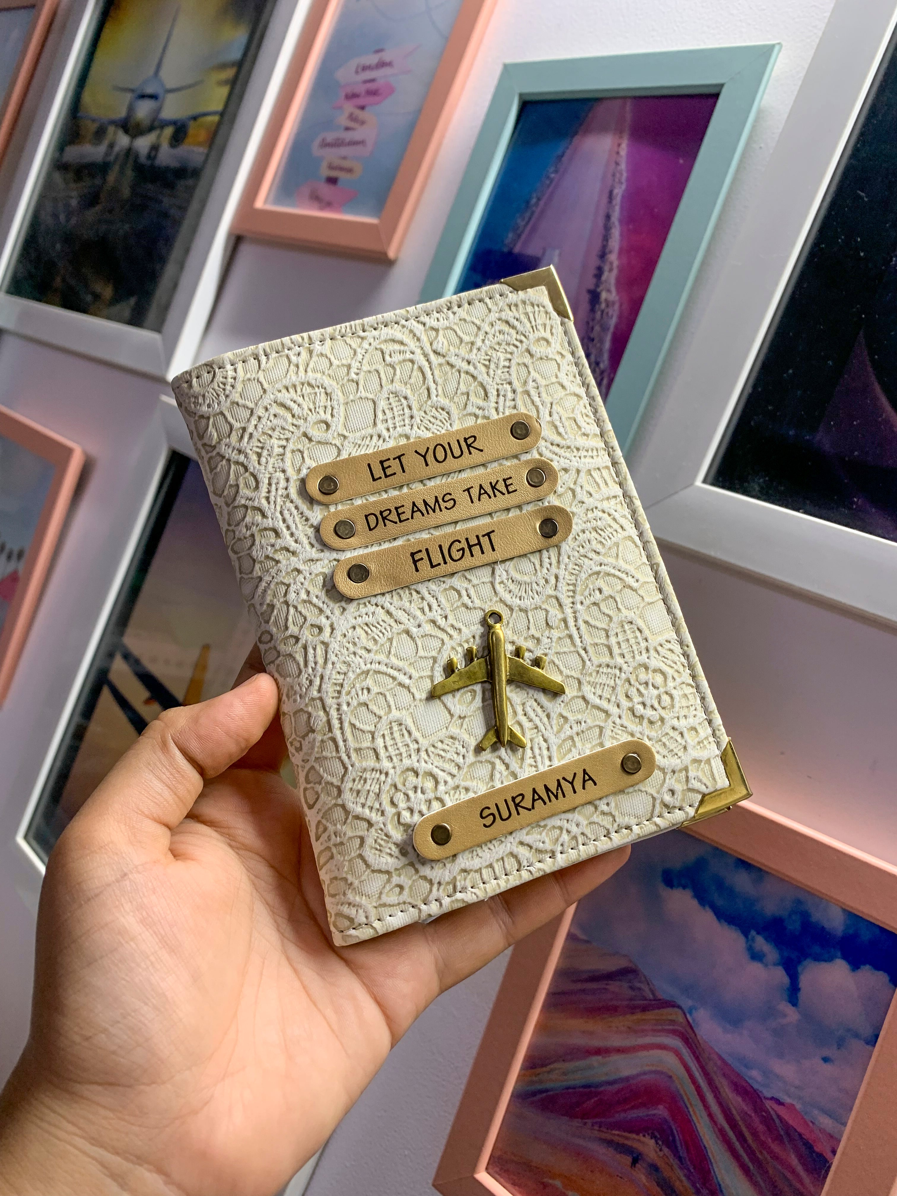 Personalized Passport Cover - Glided Grace White | TPC Gifts