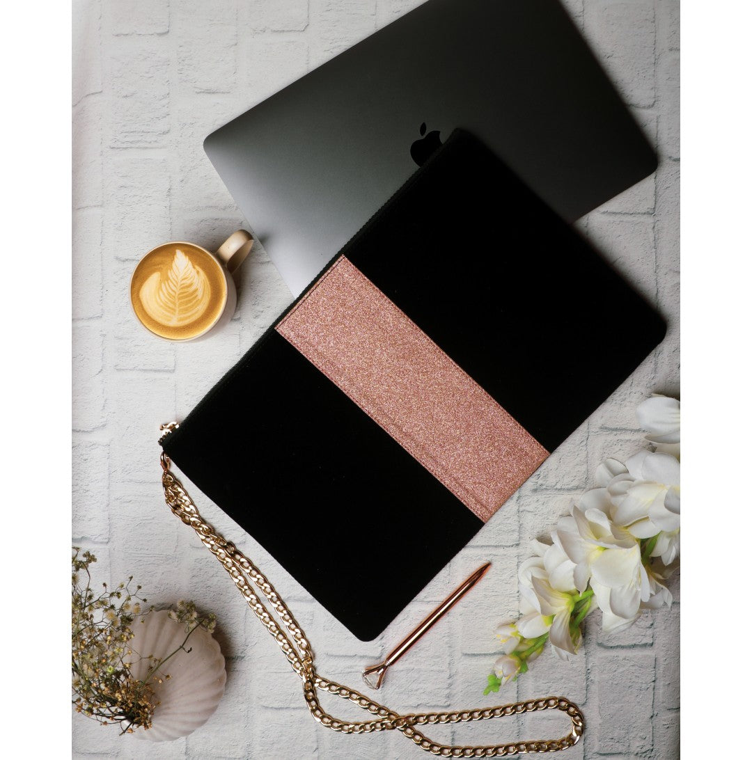 Suede Black Glam Laptop Sleeve | TPC Gifts